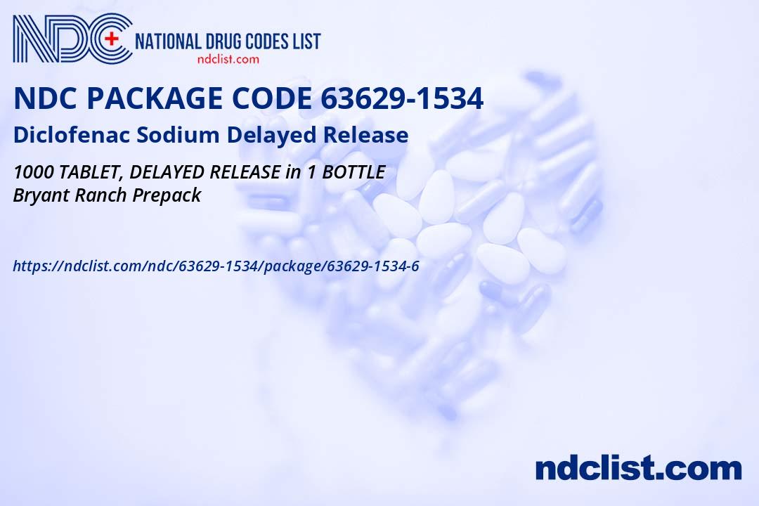 NDC Package 63629-1534-6 Diclofenac Sodium Delayed Release