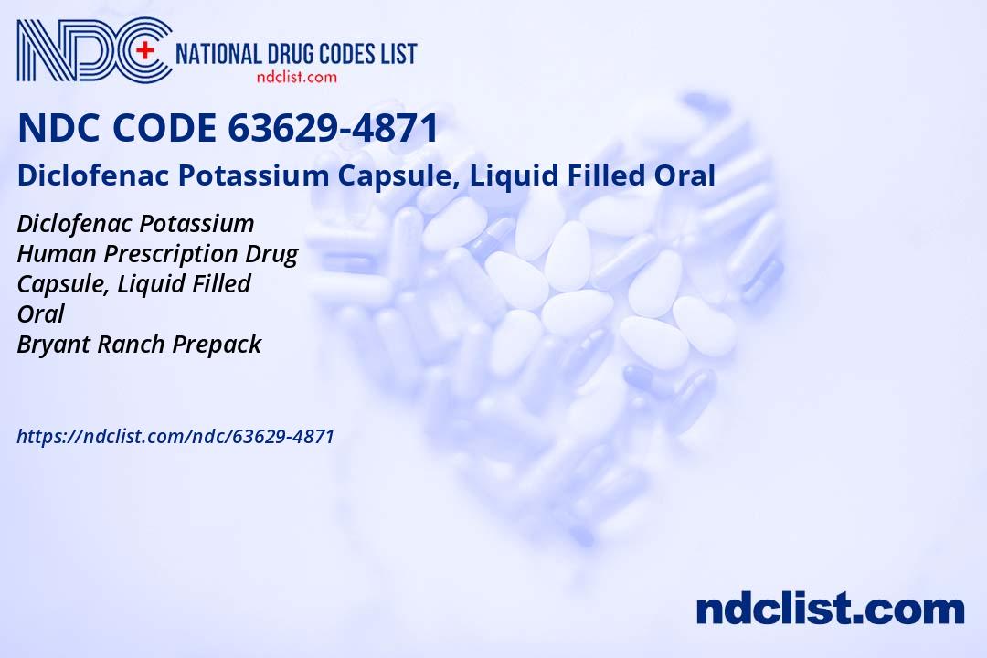 NDC 63629-4871 Diclofenac Potassium Capsule, Liquid Filled Oral
