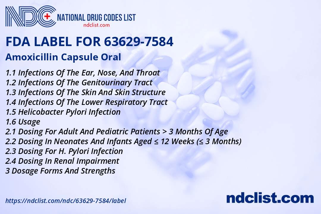 Amoxicillin Capsule FDA Label - NDC 63629-7584