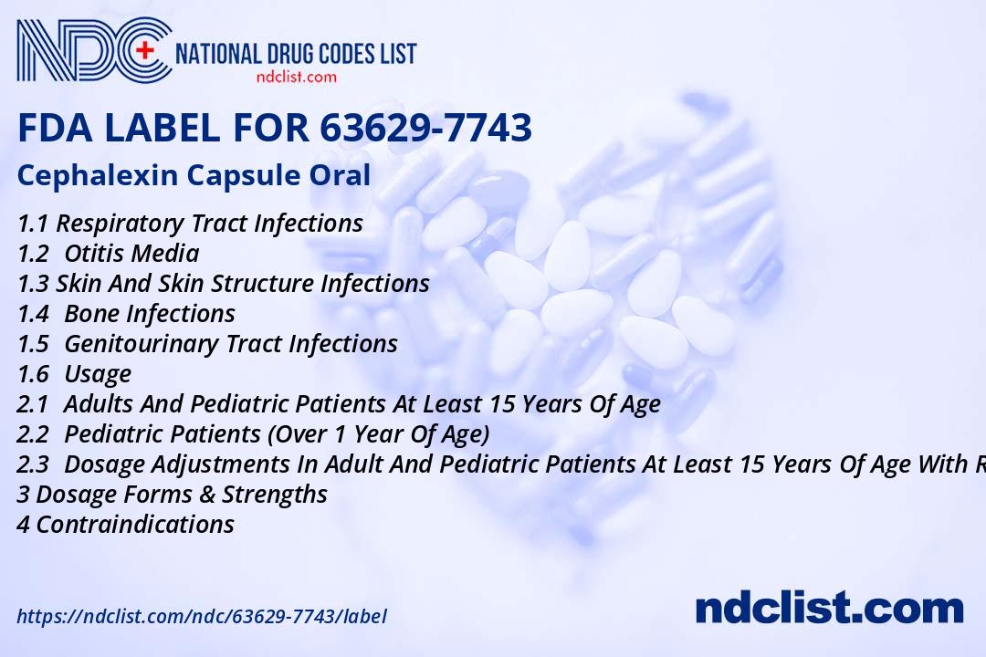 Cephalexin Capsule- FDA Label NDC63629-7743