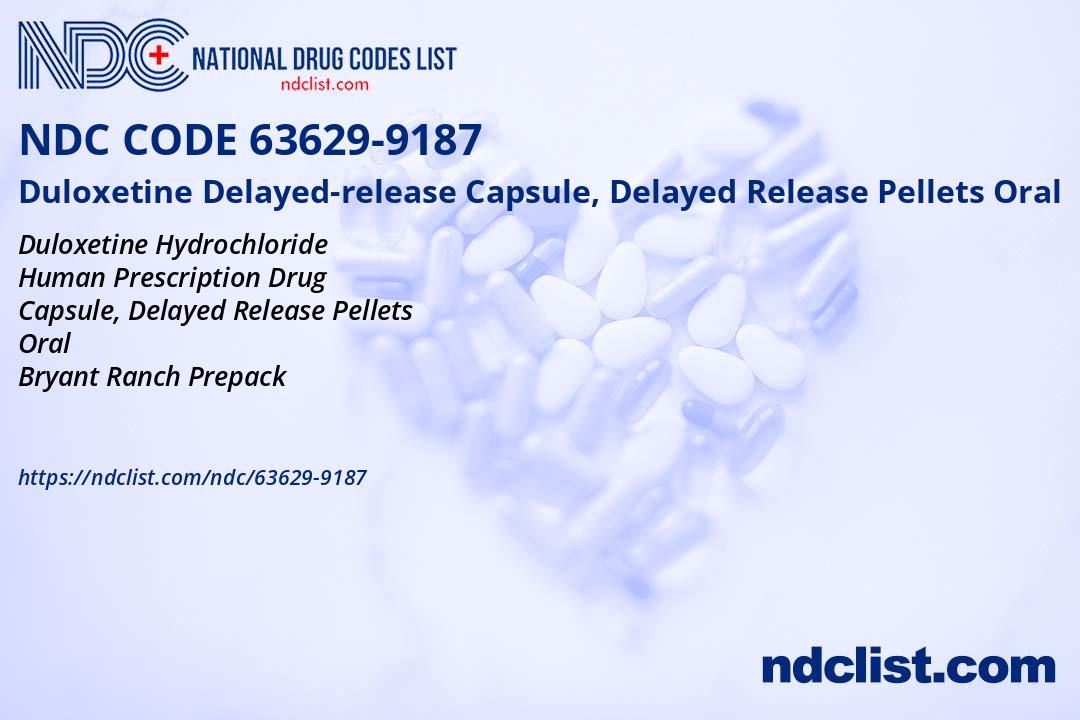 NDC 63629-9187 Duloxetine Delayed-release Capsule, Delayed Release ...