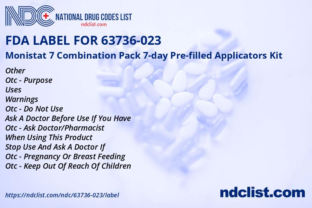 FDA Label for Monistat 7 Combination Pack 7-day Pre-filled Applicators ...