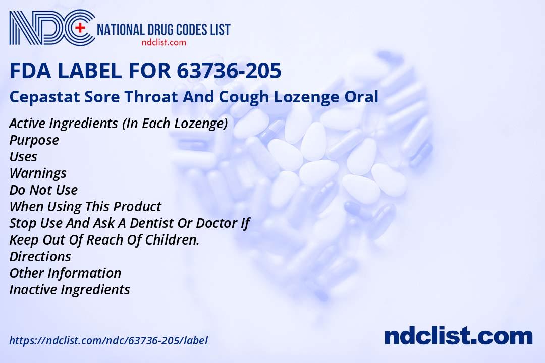 Cepastat Lozenge FDA Label - NDC 63736-205
