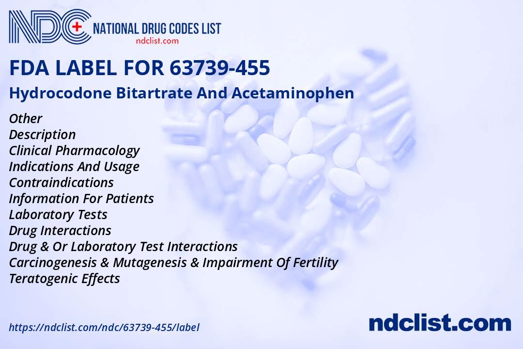 Hydrocodone Bitartrate And Acetam- FDA Label NDC63739-455