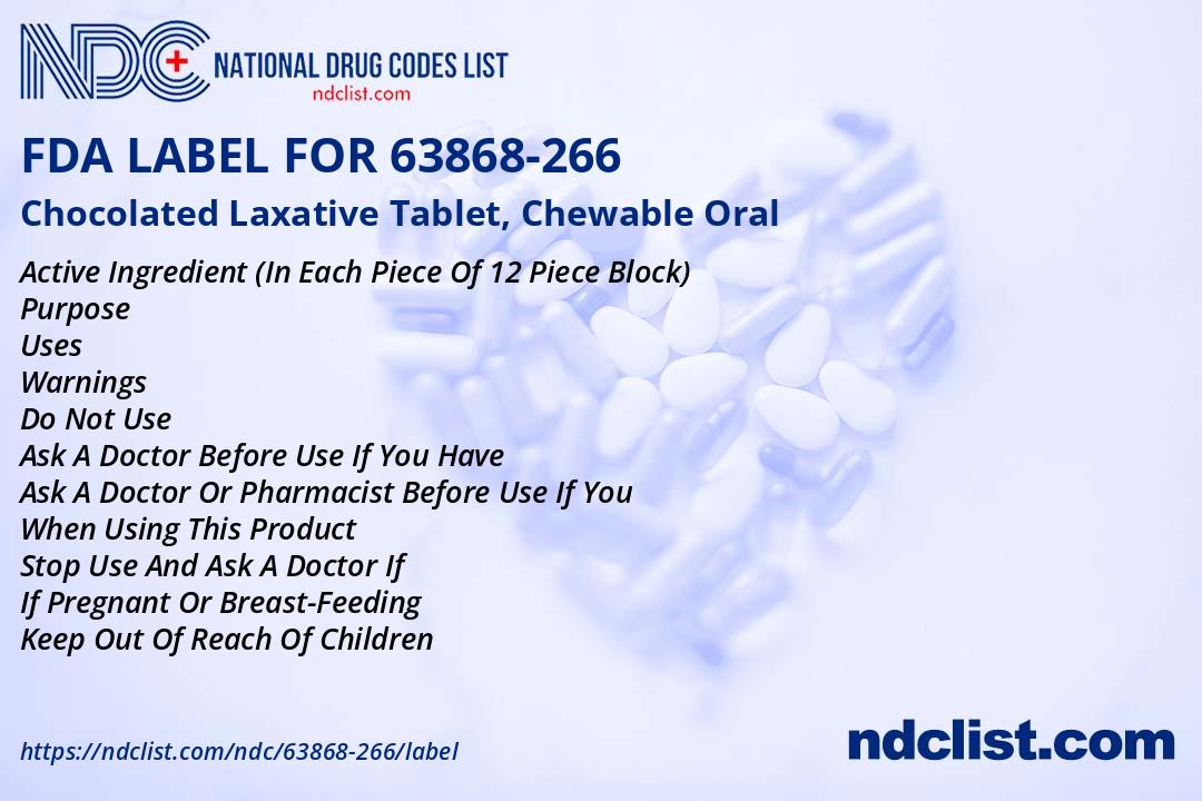 Chocolated Laxative Tablet, Chewable- FDA Label NDC63868-266
