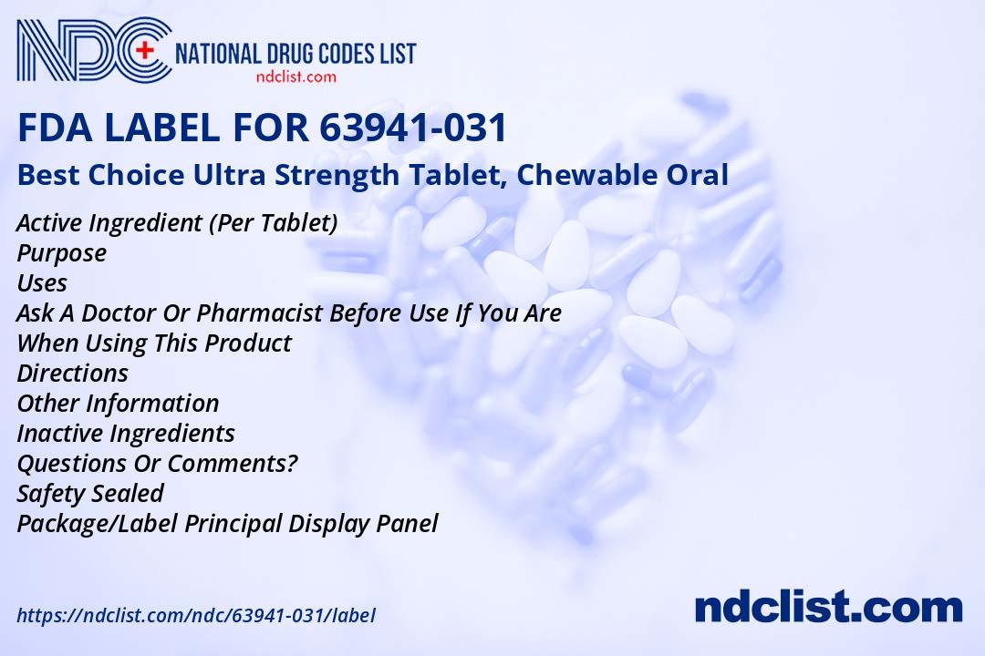 Best Choice Tablet, Chewable- FDA Label NDC63941-031