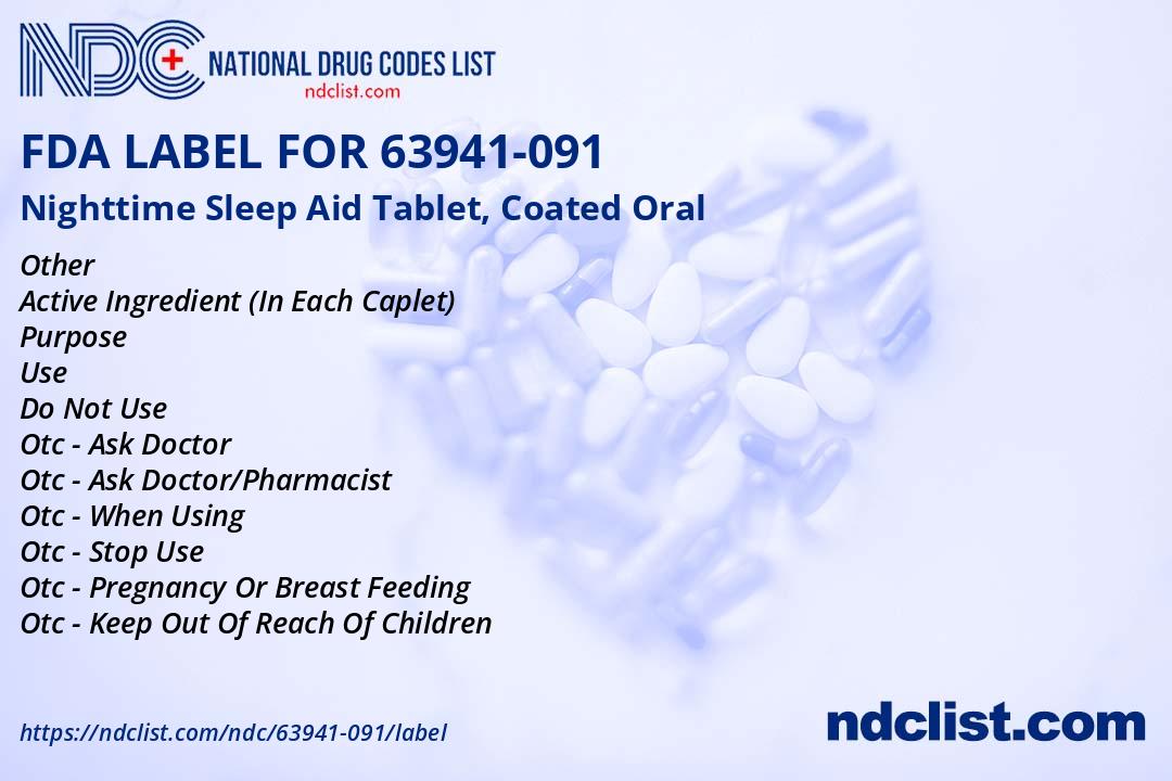 Nighttime Sleep Aid Tablet, Coated- FDA Label NDC63941-091