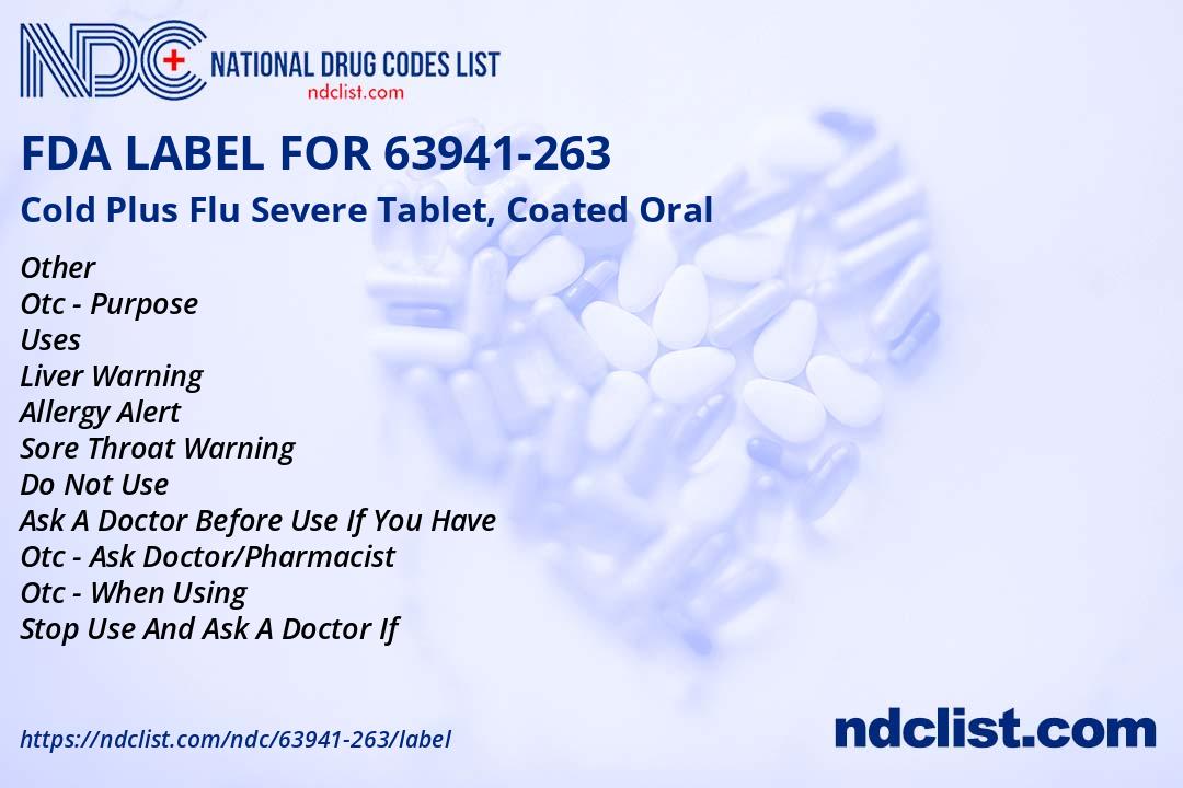 Cold Plus Flu Severe FDA Label - NDC 63941-263