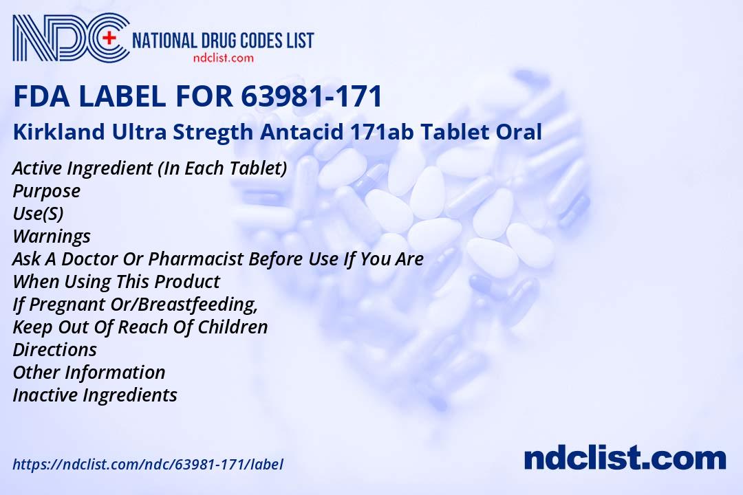 FDA Label for Kirkland Ultra Stregth Antacid 171ab Tablet Oral ...