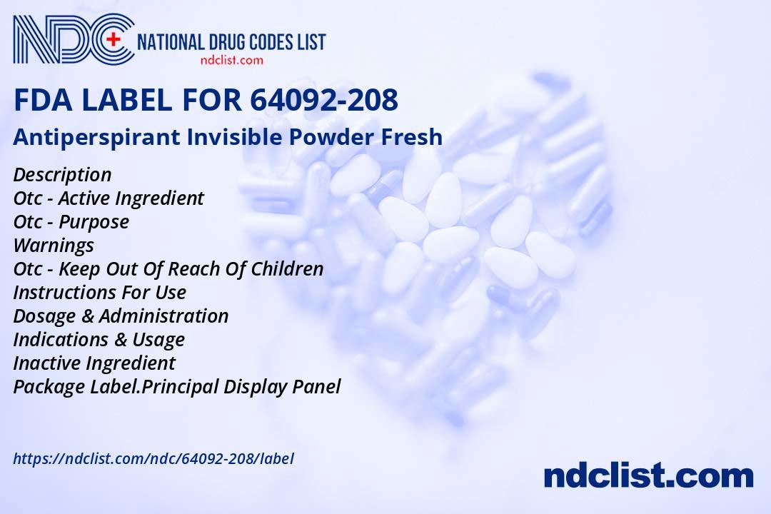 FDA Label for Antiperspirant Invisible Powder Fresh - Indications ...
