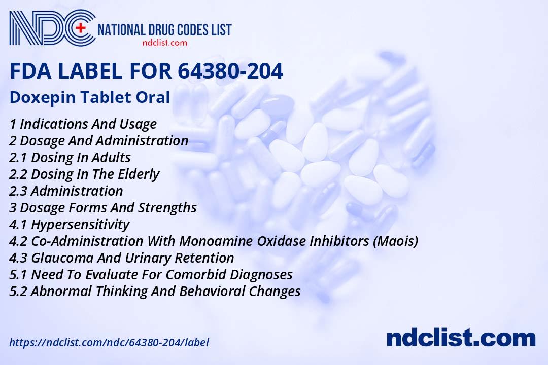 FDA Label for Doxepin Tablet Oral - Indications, Usage & Precautions