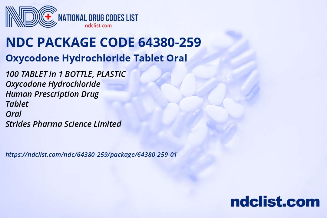 NDC Package 64380-259-01 Oxycodone Hydrochloride Tablet Oral