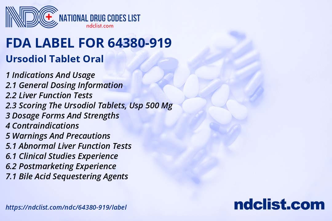 Ursodiol Tablet FDA Label - NDC 64380-919