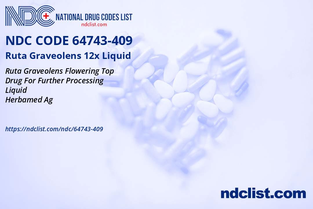 NDC 64743-409 Ruta Graveolens 12x Liquid
