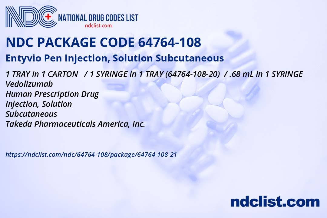 NDC Package 64764-108-21 Entyvio Pen Injection, Solution Subcutaneous