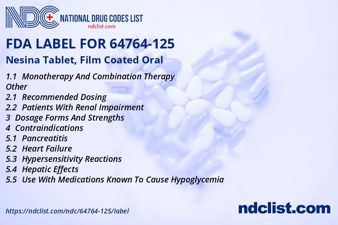 FDA Label for Nesina Tablet, Film Coated Oral - Indications, Usage ...
