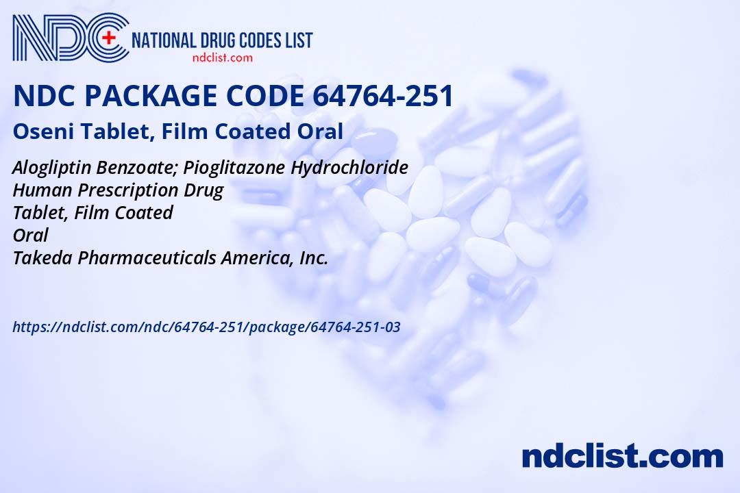 NDC Package 64764-251-03 Oseni Tablet, Film Coated Oral
