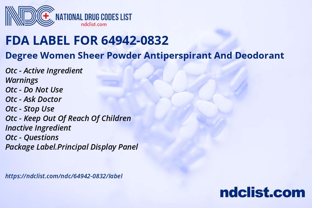 FDA Label for Degree Women Sheer Powder Antiperspirant And Deodorant ...
