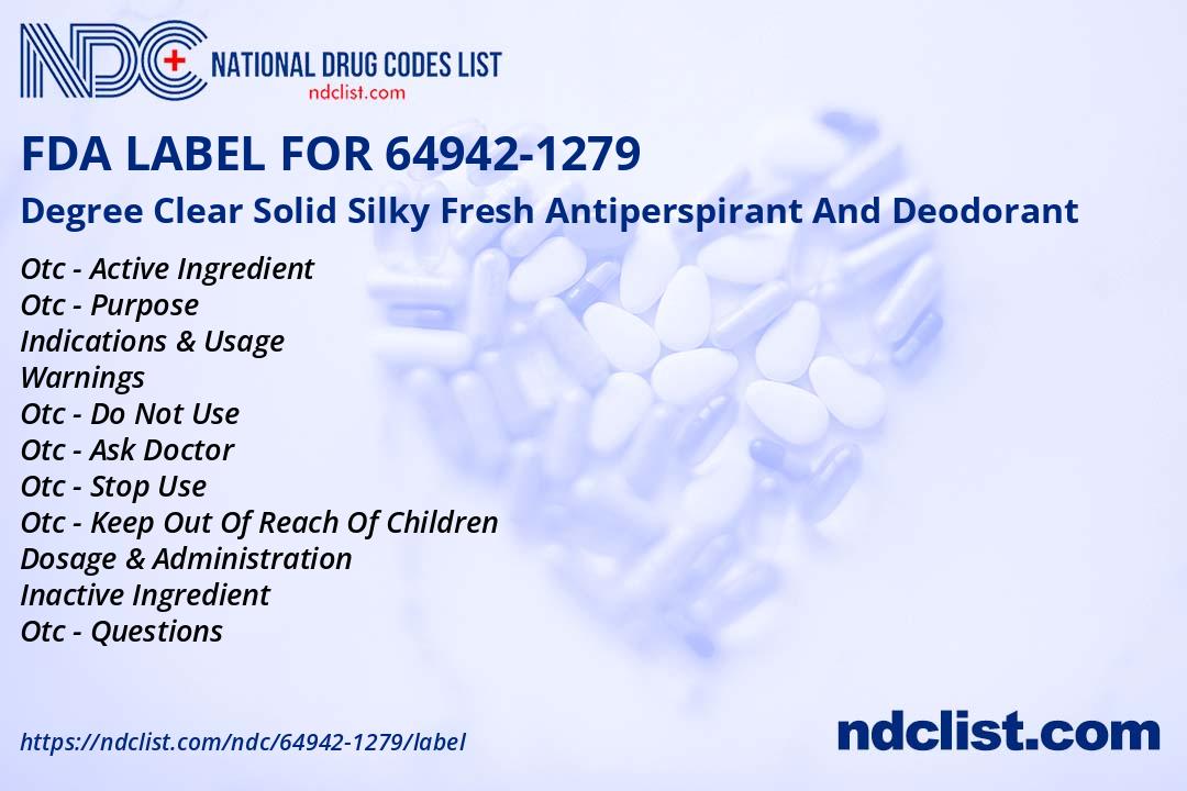 FDA Label for Degree Clear Solid Silky Fresh Antiperspirant And ...