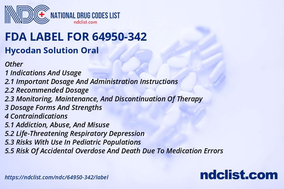 Hycodan Solution FDA Label - NDC 64950-342