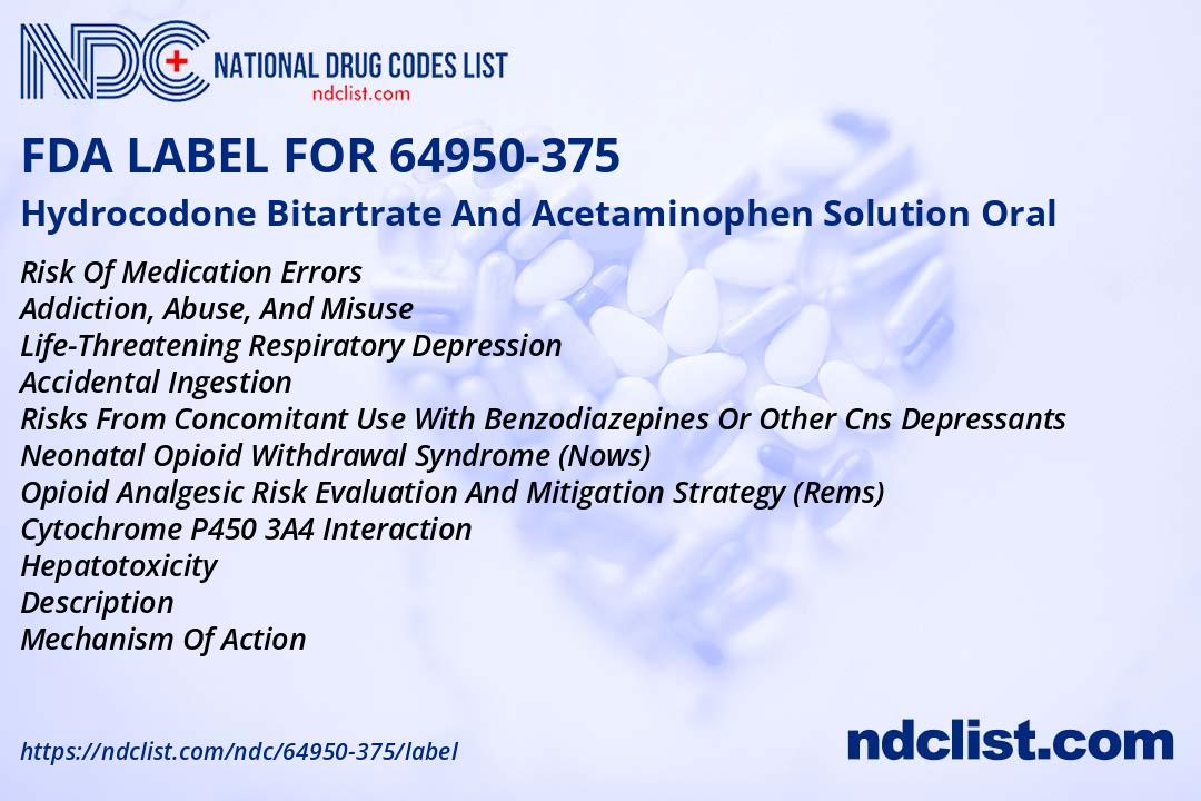 FDA Label for Hydrocodone Bitartrate And Acetaminophen Solution Oral ...