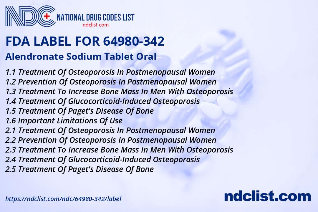 FDA Label for Alendronate Sodium Tablet Oral - Indications, Usage ...