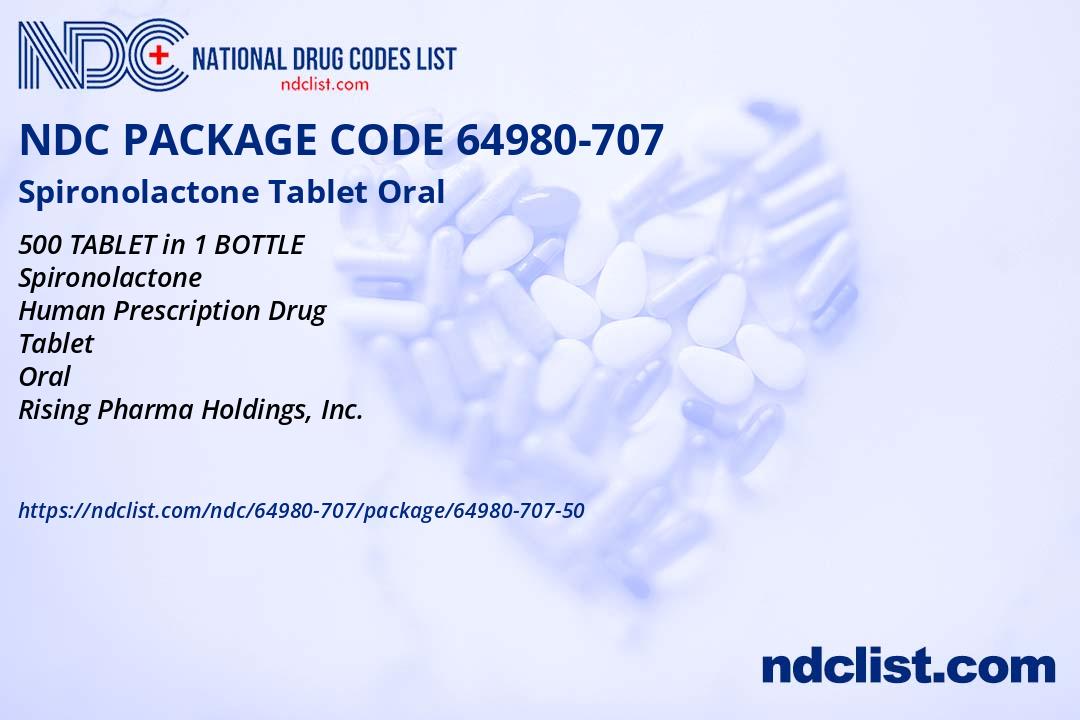 NDC Package 64980-707-50 Spironolactone Tablet Oral