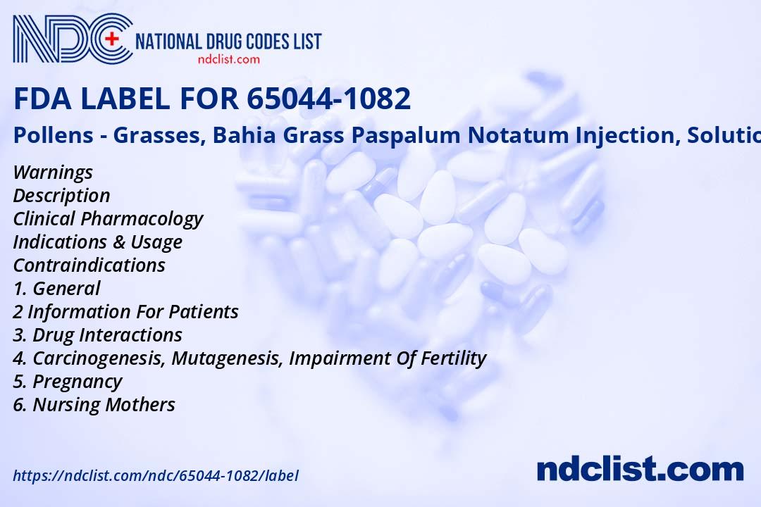Pollens - Grasses, Bahia Gras FDA Label - NDC 65044-1082