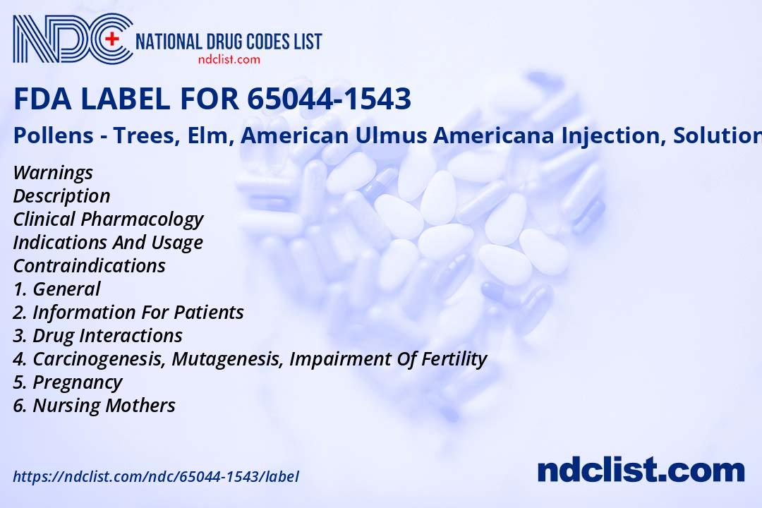 FDA Label for Pollens - Trees, Elm, American Ulmus Americana Injection ...