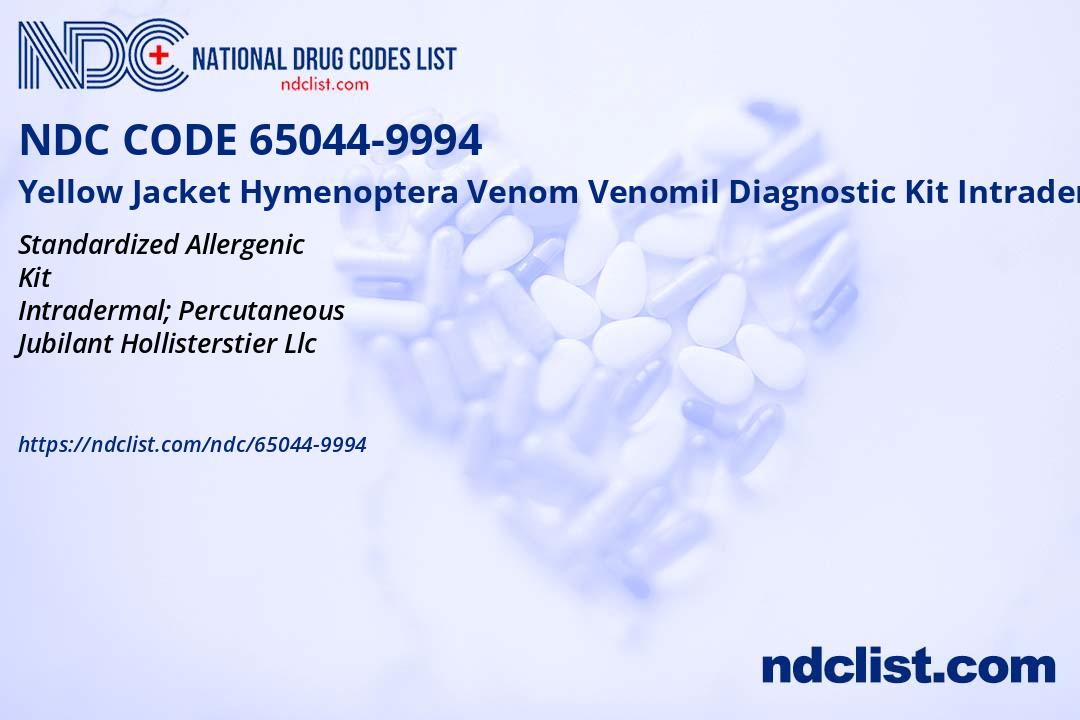NDC 65044-9994 Yellow Jacket Hymenoptera Venom Venomil Diagnostic Kit ...