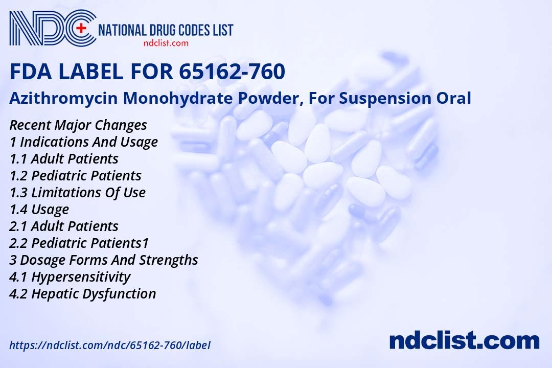 FDA Label for Azithromycin Monohydrate Powder, For Suspension Oral ...