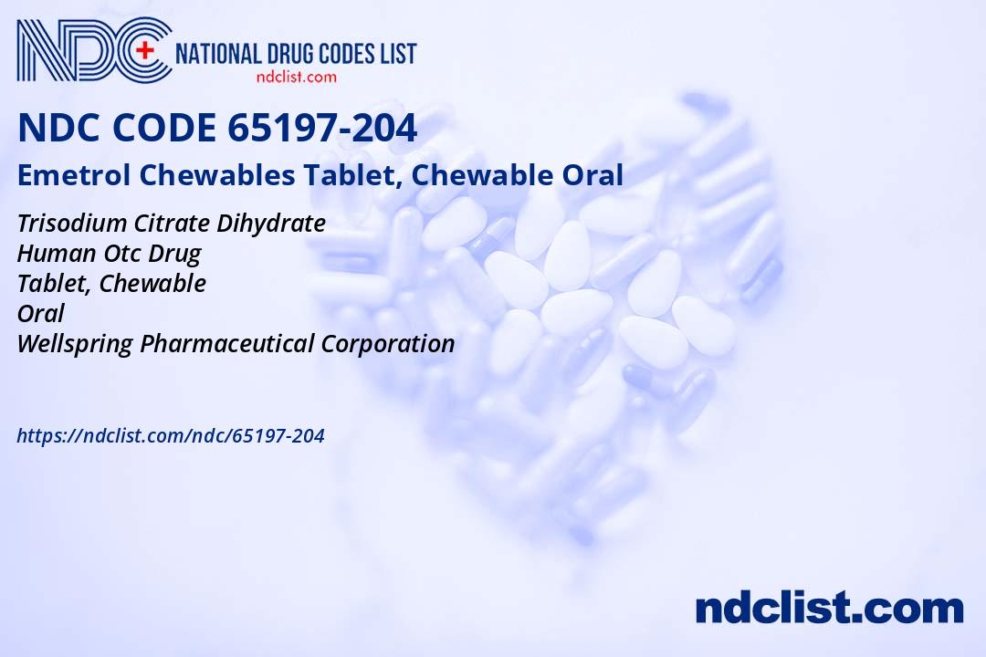 NDC 65197-204 Emetrol Chewables Tablet, Chewable Oral