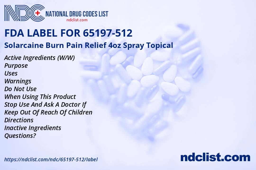 FDA Label for Solarcaine Burn Pain Relief 4oz Spray Topical ...