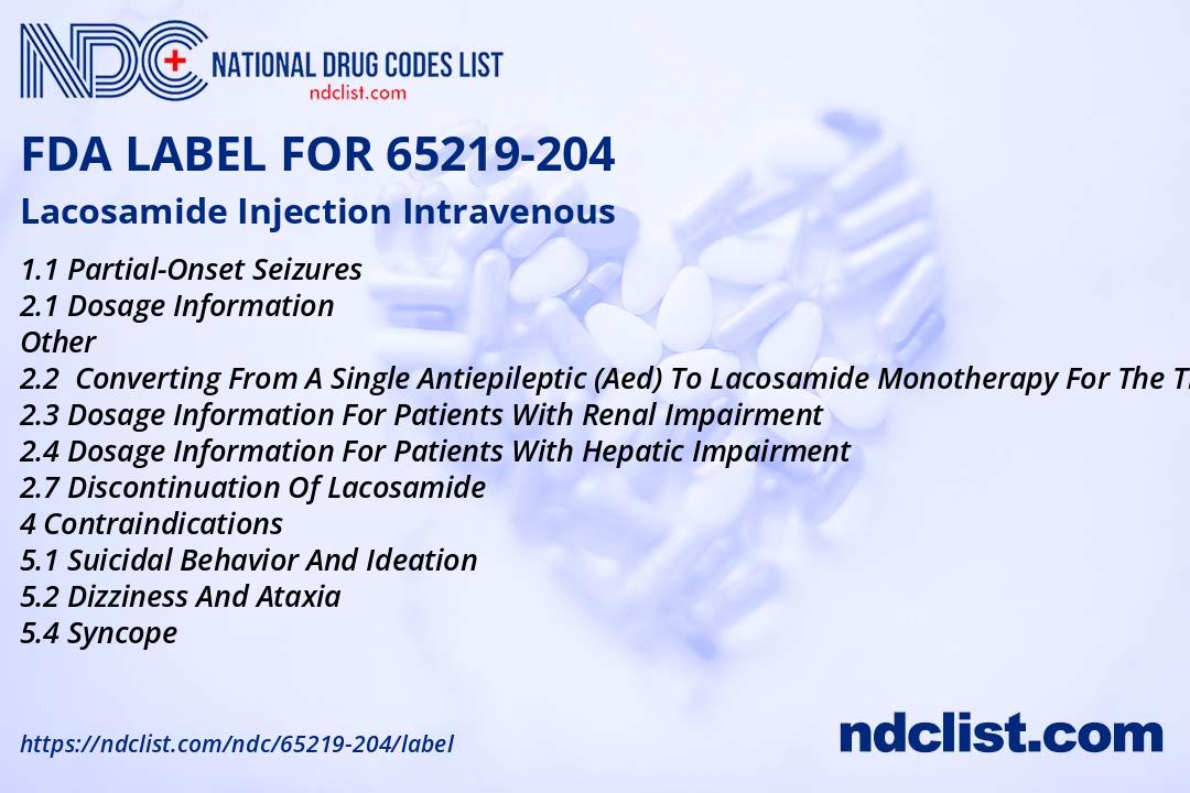 FDA Label for Lacosamide Injection Intravenous - Indications, Usage ...
