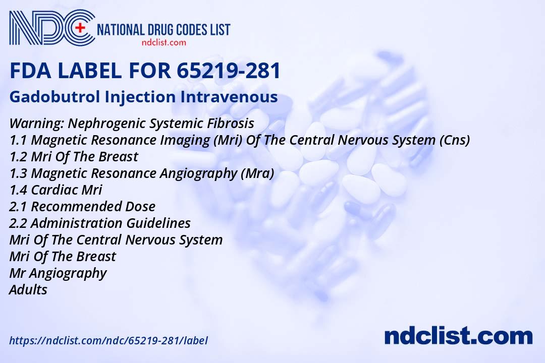 FDA Label for Gadobutrol Injection Intravenous - Indications, Usage ...