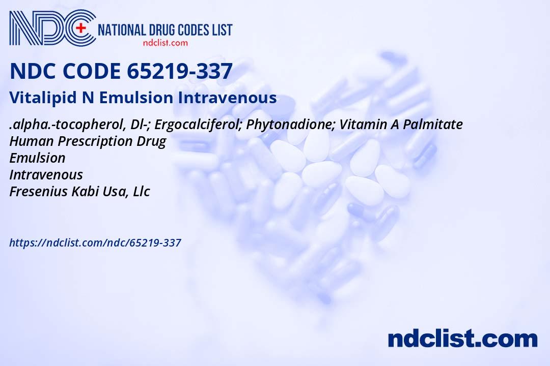 NDC 65219-337 Vitalipid N Emulsion Intravenous