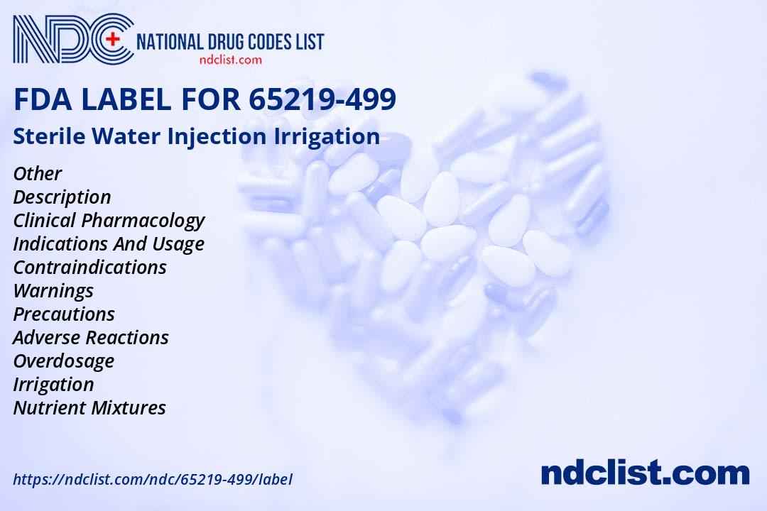 Sterile Water Injection FDA Label - NDC 65219-499