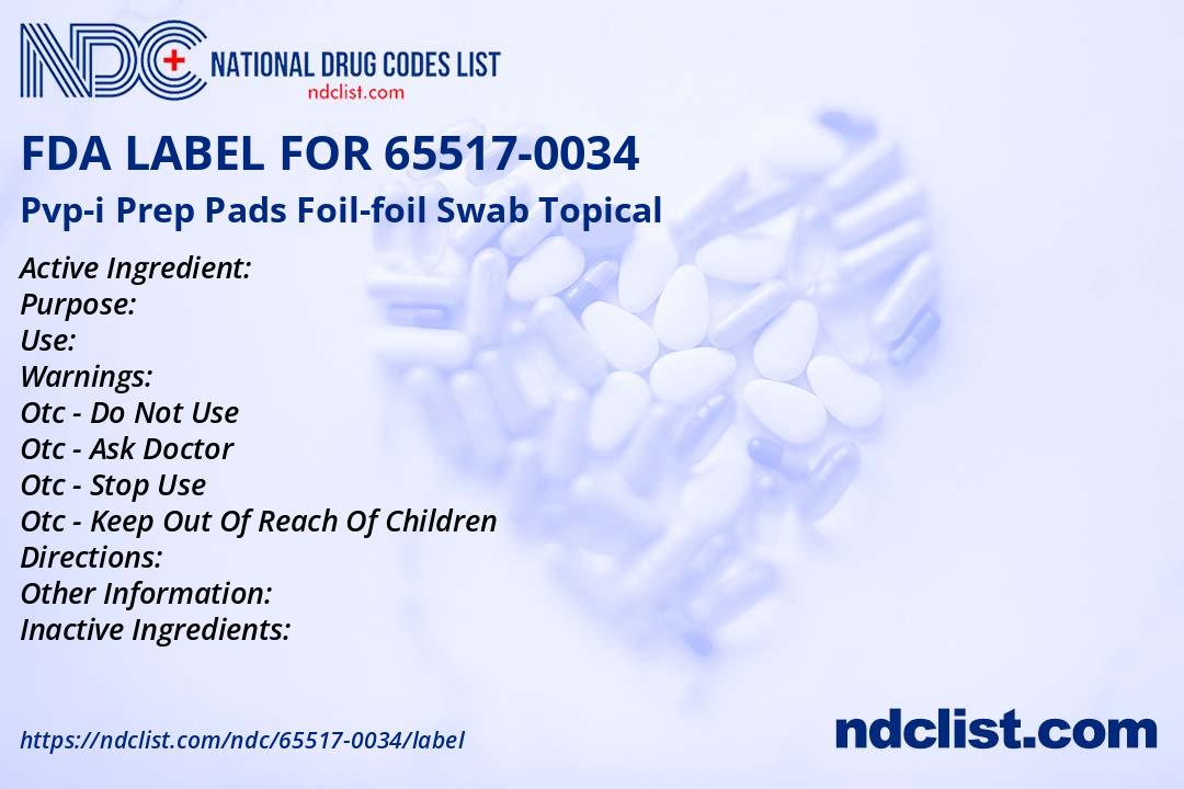 FDA Label for Pvp-i Prep Pads Foil-foil Swab Topical - Indications ...