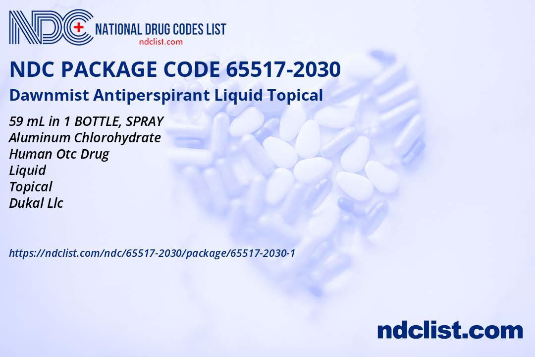 NDC Package 65517-2030-1 Dawnmist Antiperspirant Liquid Topical