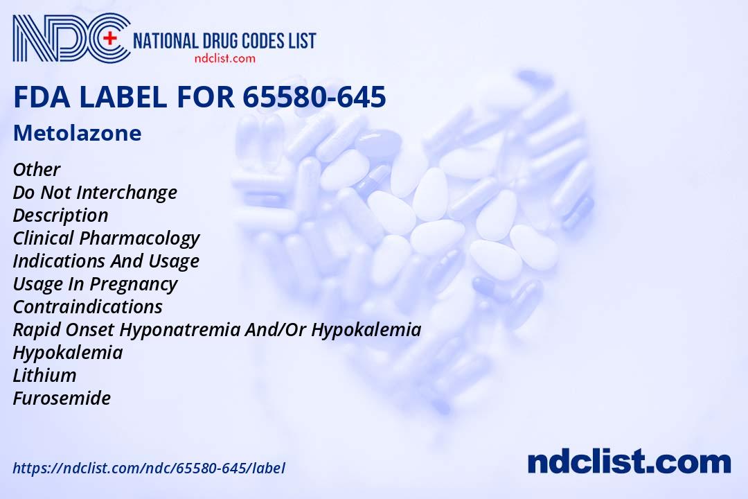 FDA Label for Metolazone - Indications, Usage & Precautions