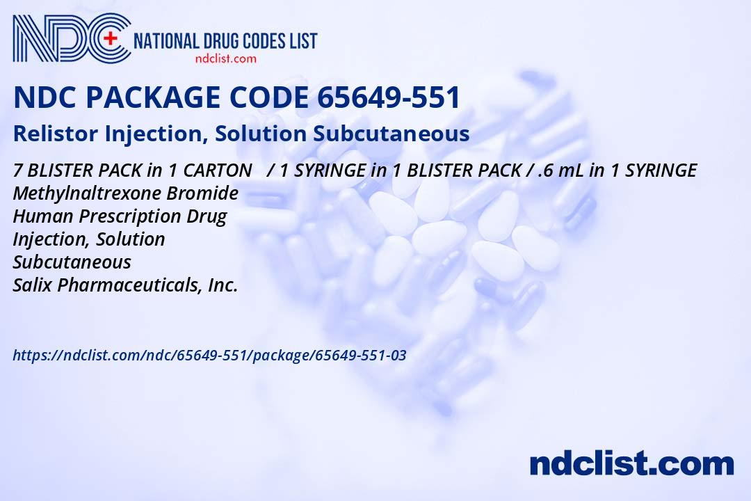 NDC Package 65649-551-03 Relistor Injection, Solution Subcutaneous
