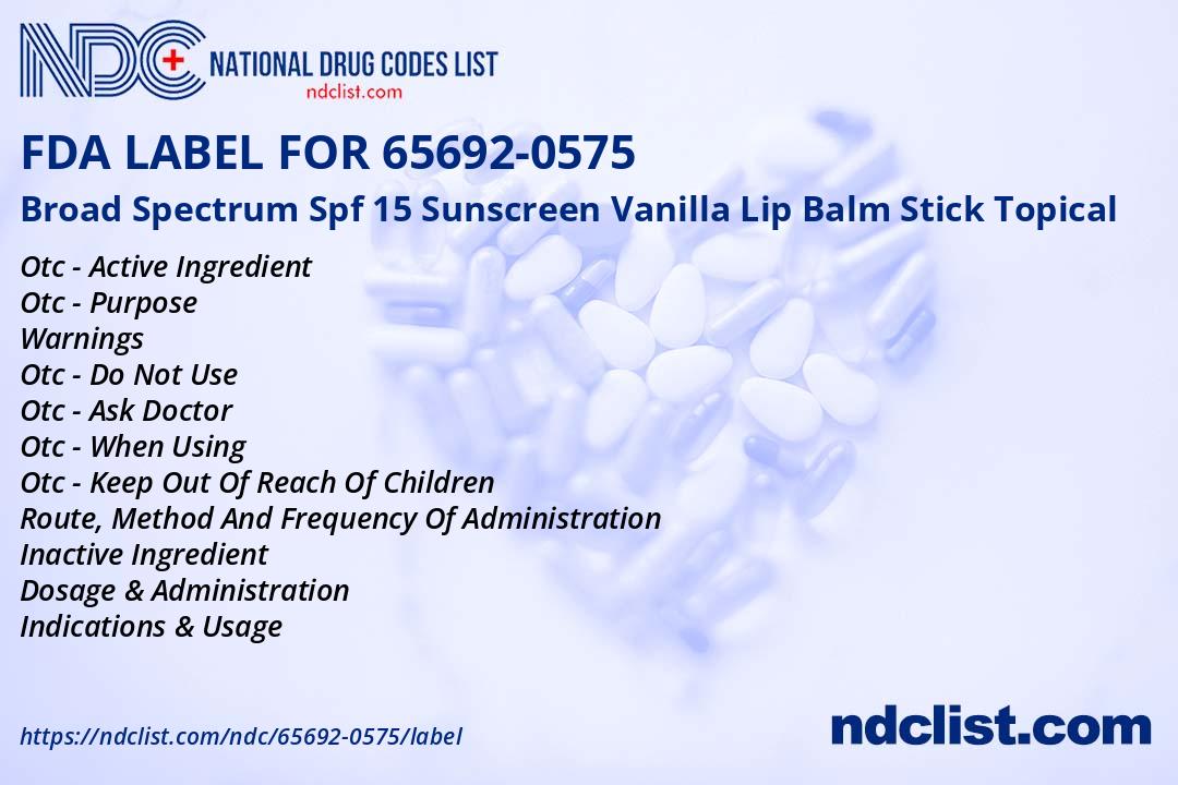 Broad Spectrum Spf 15 Sunscreen- FDA Label NDC65692-0575