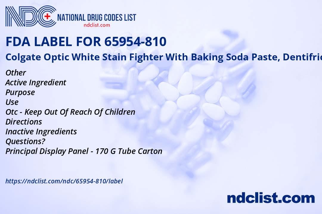 FDA Label for Colgate Optic White Stain Fighter With Baking Soda Paste ...