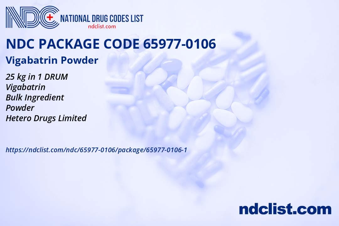 NDC Package 65977-0106-1 Vigabatrin Powder