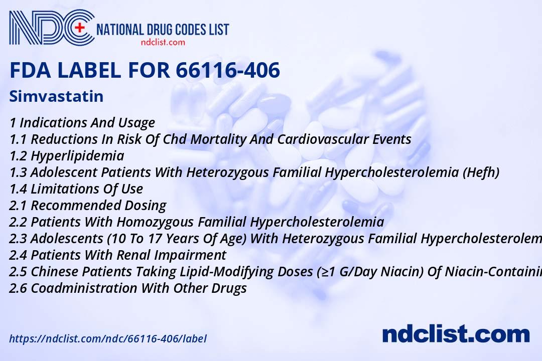 FDA Label for Simvastatin - Indications, Usage & Precautions