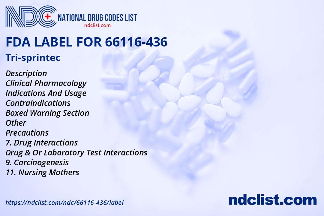 FDA Label for Tri-sprintec - Indications, Usage & Precautions