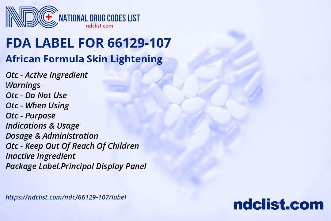African Formula Skin Lightening- FDA Label NDC66129-107