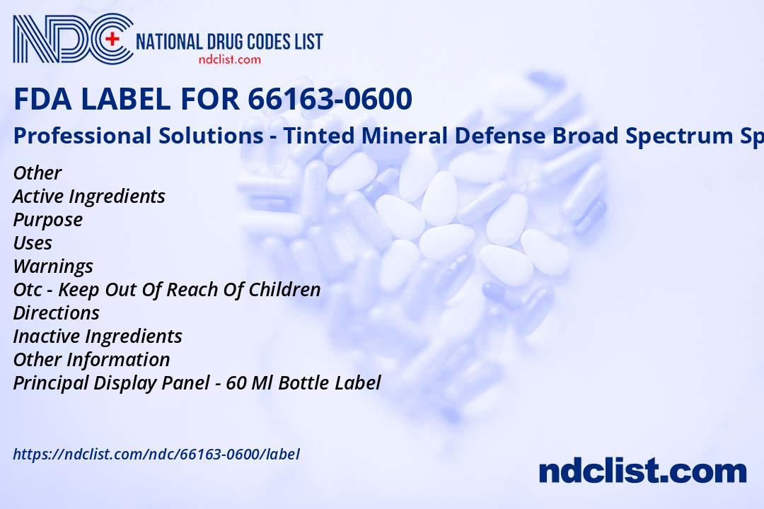 Professional Solutions - Tint FDA Label - NDC 66163-0600