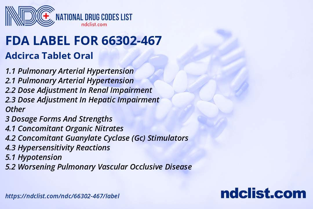 FDA Label for Adcirca Tablet Oral - Indications, Usage & Precautions