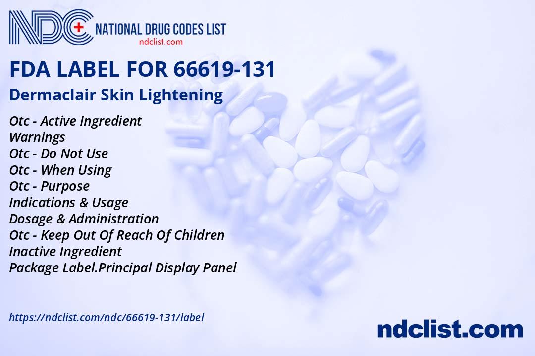 FDA Label for Dermaclair Skin Lightening - Indications, Usage & Precautions